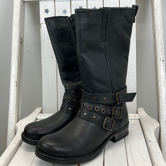 Eric Michael | Shoes | Eric Michael Leather Moto Biker Calf Boots Size ...